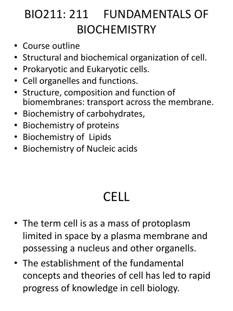 Bioc 211 Complete Notes | PDF | Cell Nucleus | Cell (Biology)