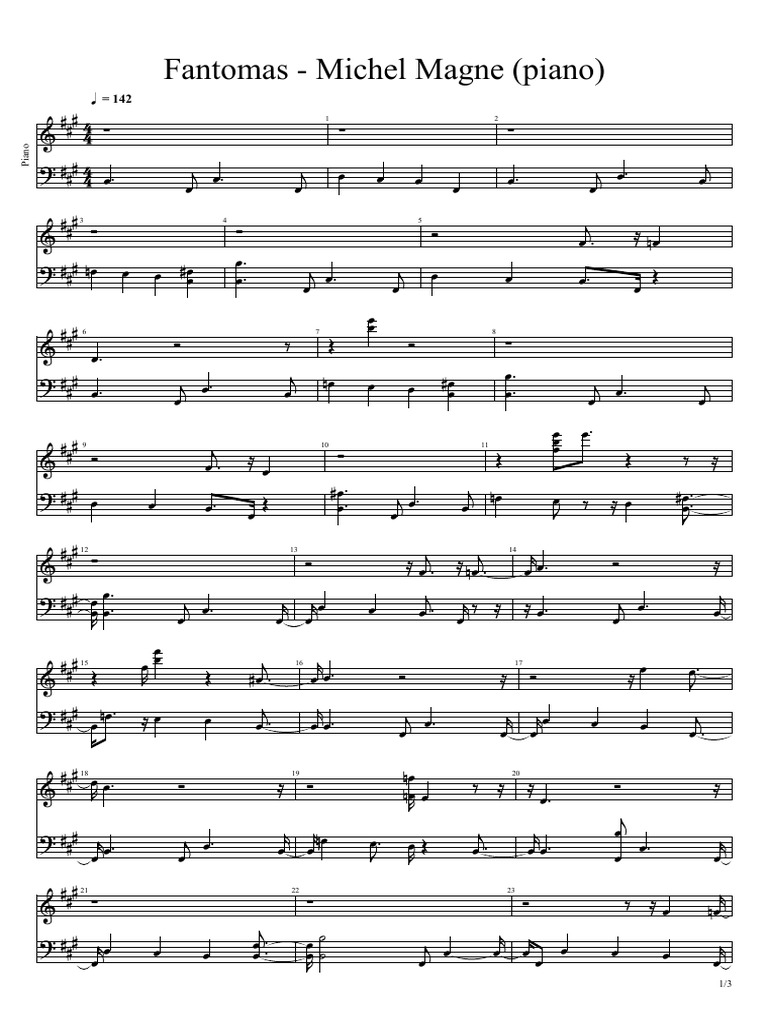 Fantomas - Michel Magne (Piano) | PDF