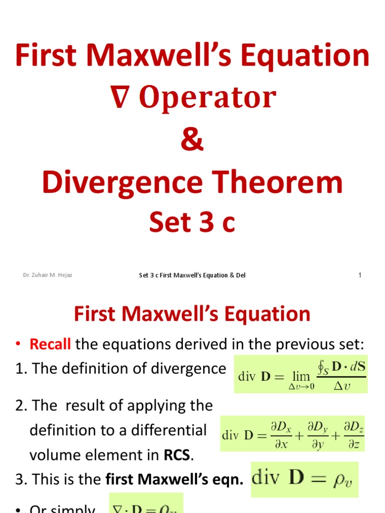 3 C ZH EM I Div Del Maxwells First Eqn | PDF | Divergence | Maxwell's Equations