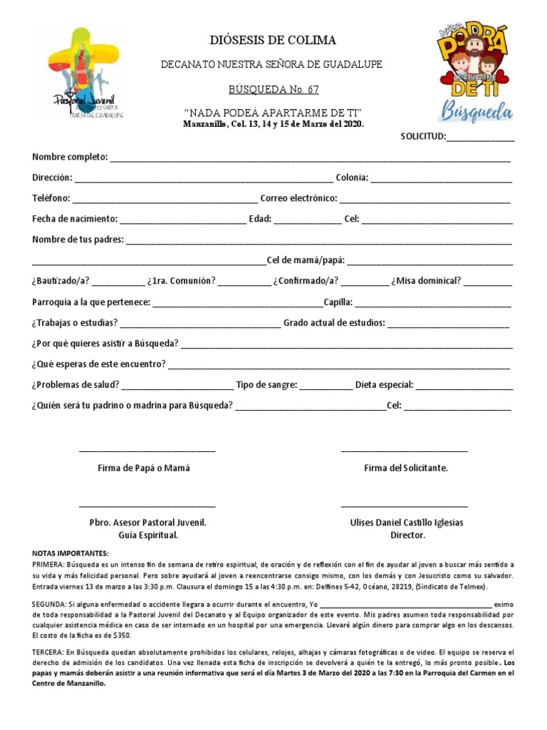 Ficha de Inscripción para Retiro | PDF