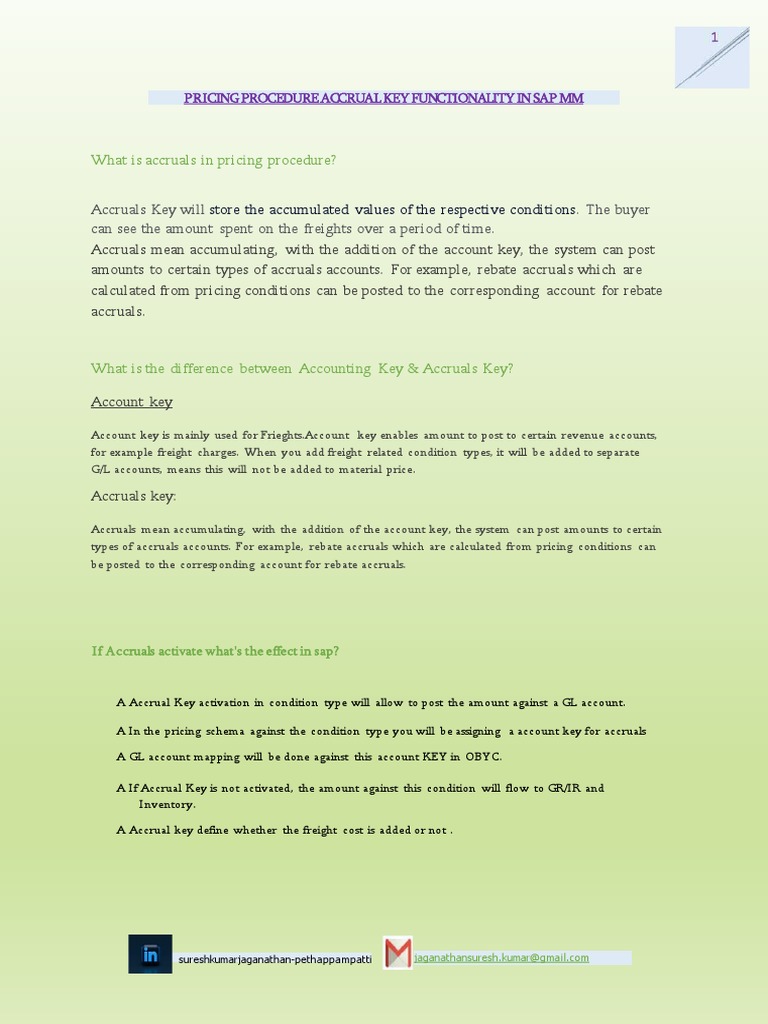 Pricing Procedure - Accrual Key Functionality Process Flow | PDF | Accrual | Rebate (Marketing)