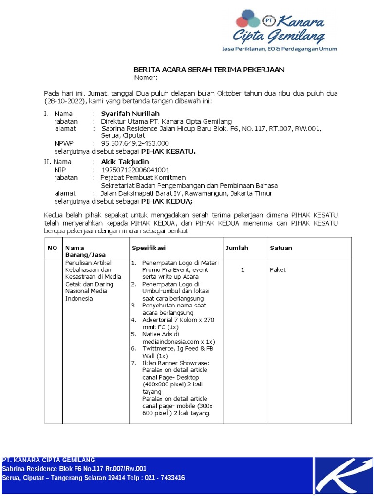 BAST Pekerjaan | PDF