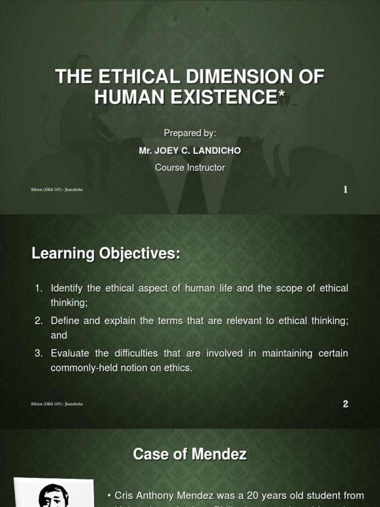 Ethics Lecture 1.2 - Introduction - Ethical Dimension of Human ...