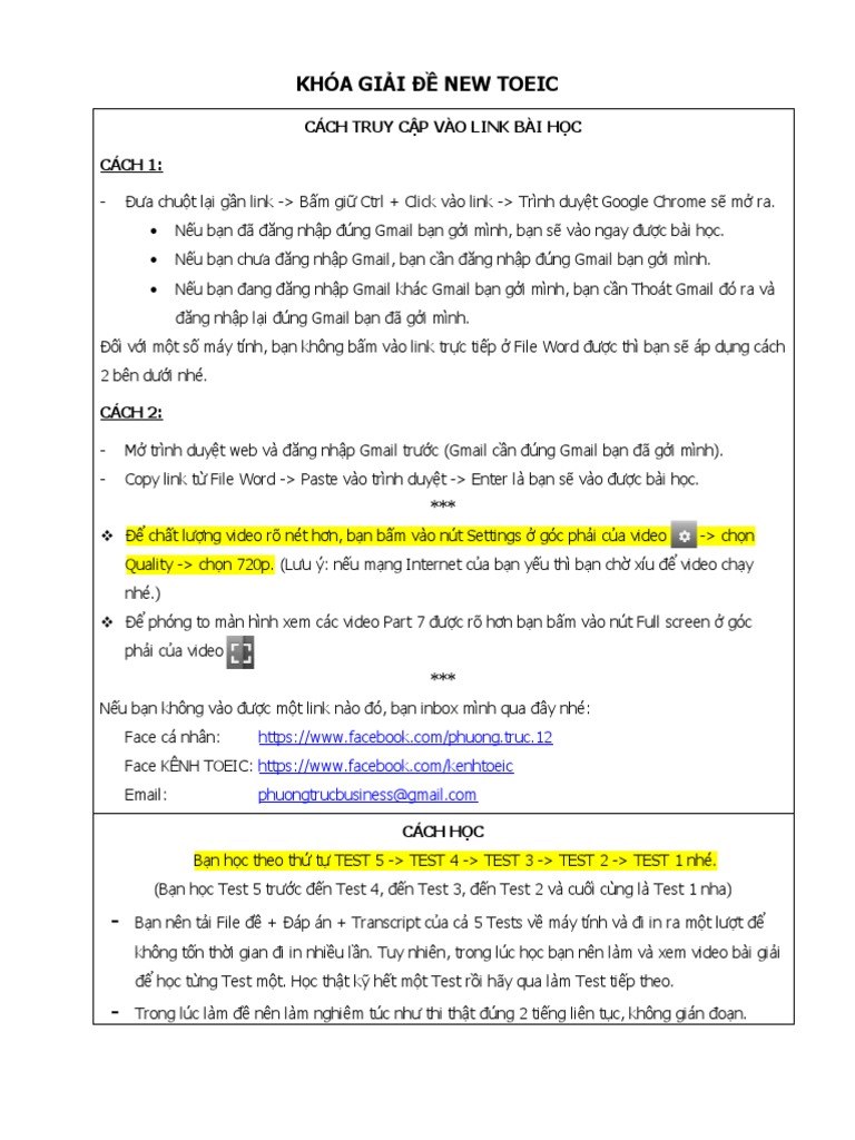 Link Khoa Giai de Toeic - Edu | PDF