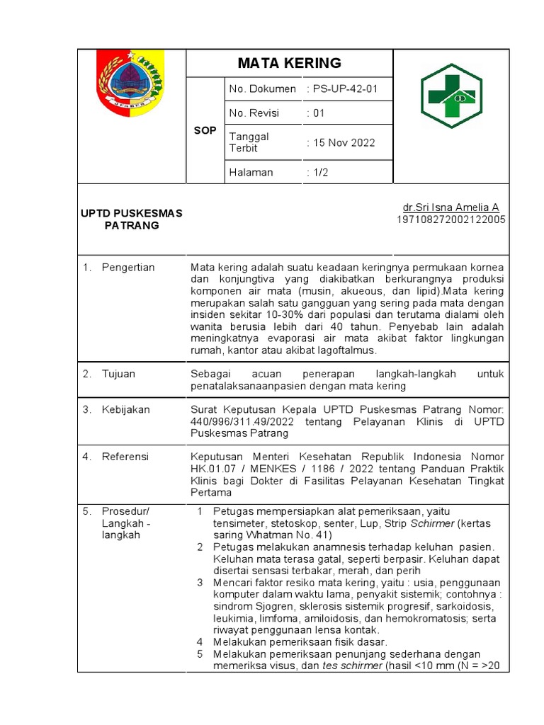 42.SOP PPK - Mata Kering | PDF