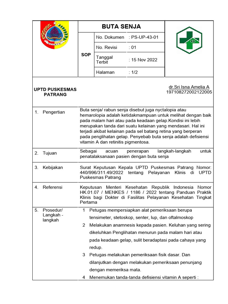 43.sop PPK - Buta Senja | PDF