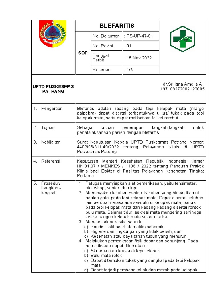 47.SOP PPK - Blefaritis | PDF