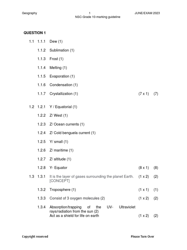 Grade 10 June Exam Marking Guideline 2023-2 | PDF | Plate Tectonics | Rock (Geology)