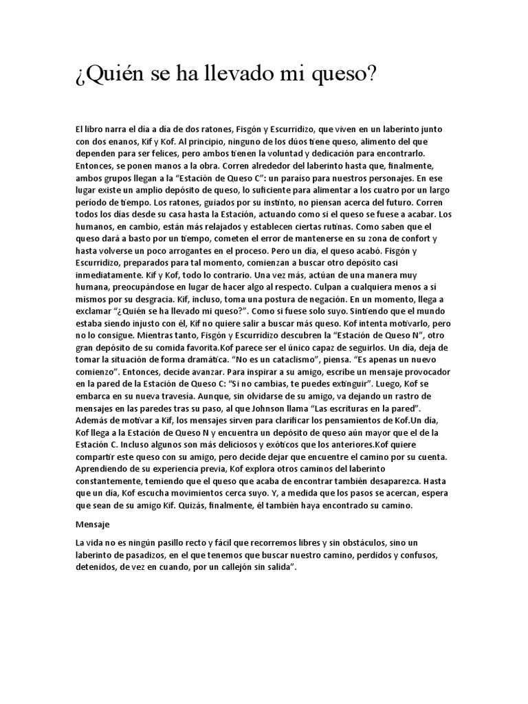 Quién Se Ha Llevado Mi Queso 4 | PDF