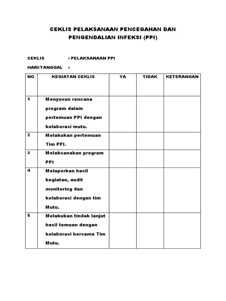 Checklist Pelaksanaan Ppi | PDF | Karier & Perkembangan