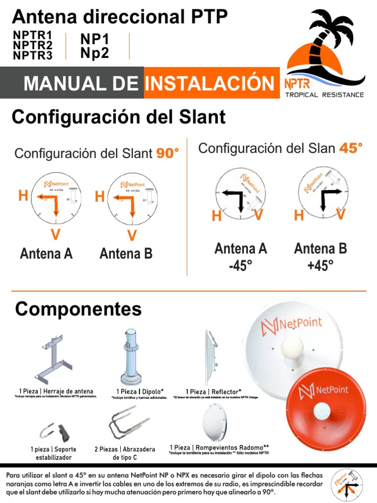 Manual de Instalación Antena | PDF | Antena (Radio) | Radiación electromagnética