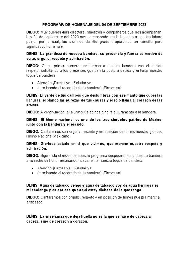 Programa de Homenaje Final | PDF