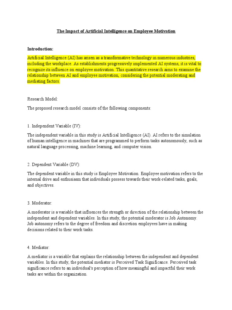 The Impact of Artificial Intelligence On Employee Motivation | PDF ...