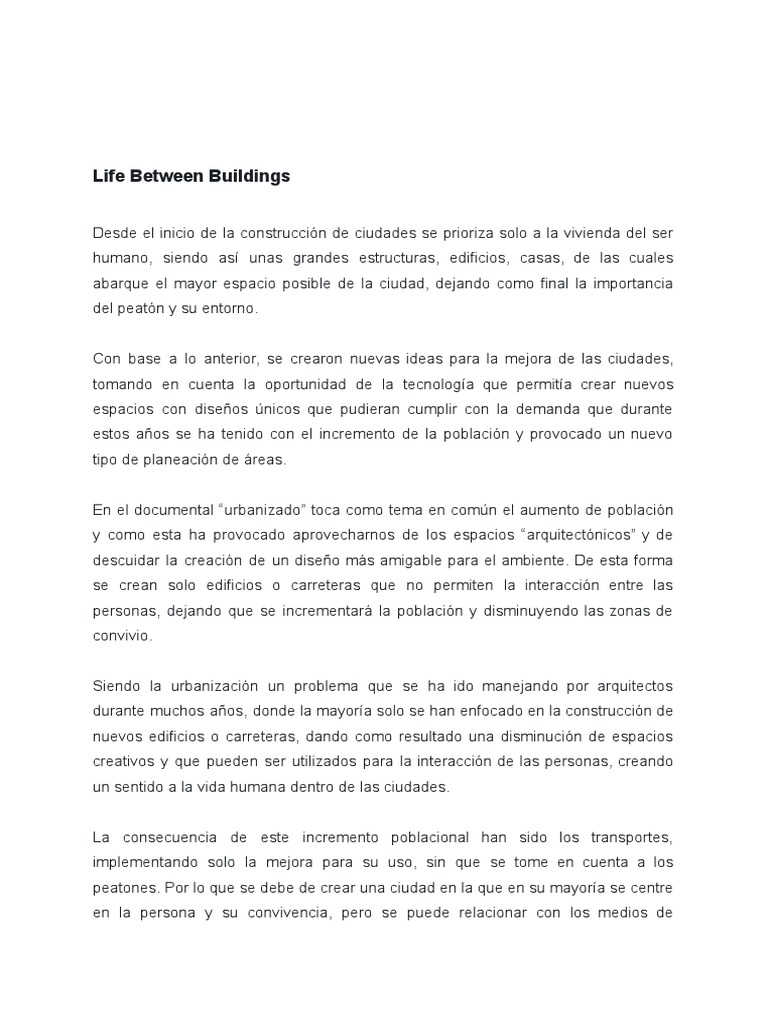 LIFE BETWEEN BUILDINGS | PDF | Peatonal | Planificación