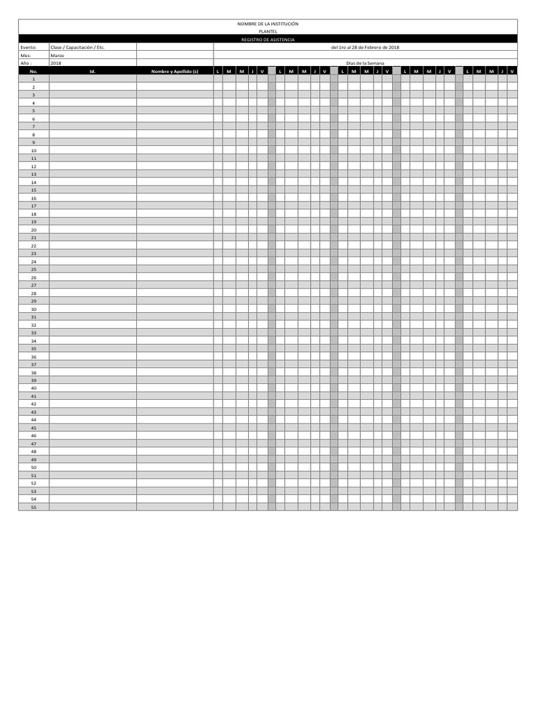 Formato de Lista de Asistencia Word | PDF
