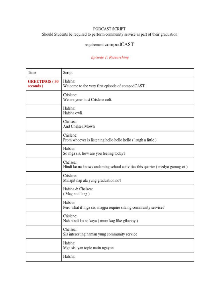 Podcast Script Ep 1 | PDF