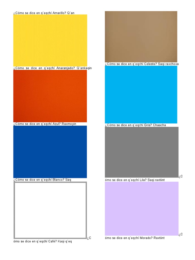Colores en Q'eqchi' y su traducción | PDF | Color | Percepción visual