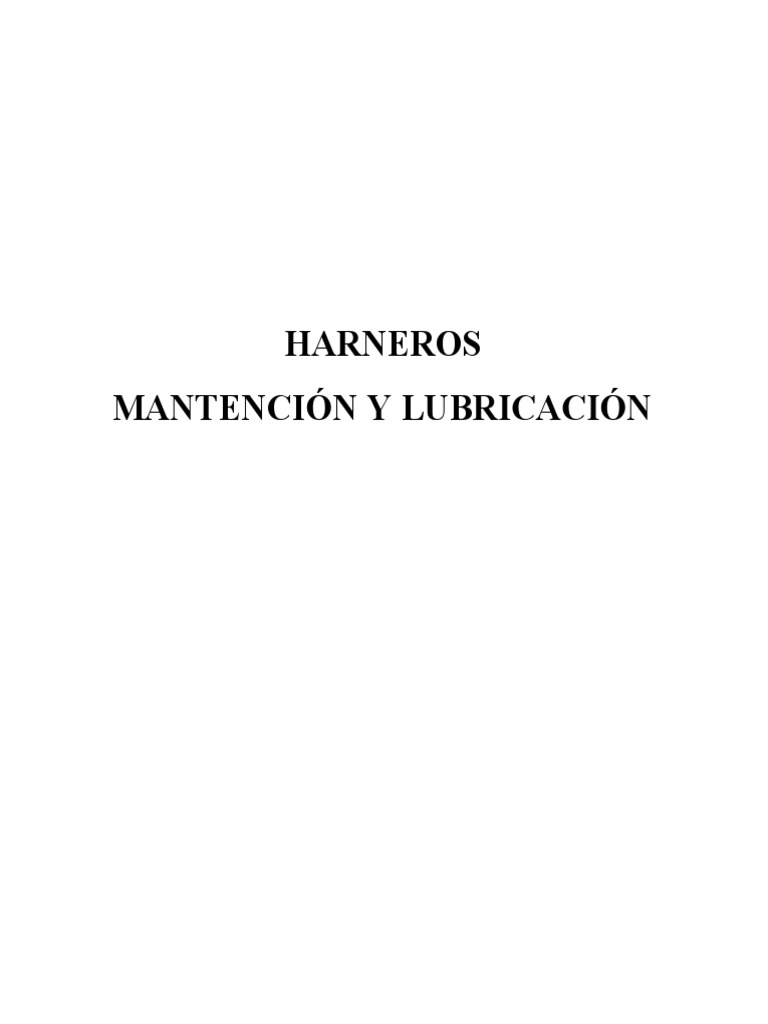 Harneros, mantención y lubricación | PDF | Eje | Tornillo