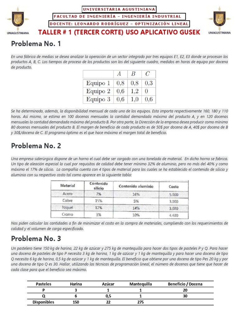 Taller # 3 (Segundo Corte) Uso Aplicativo Gusek | PDF