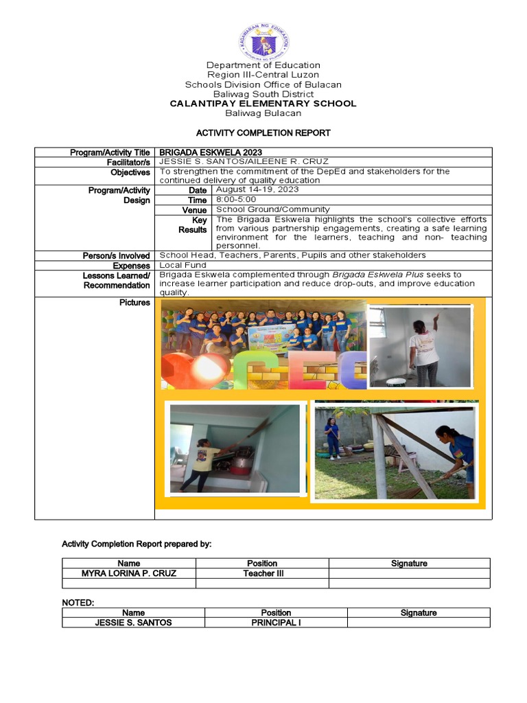 Acr Brigada Eskwela 2023 2024 | PDF