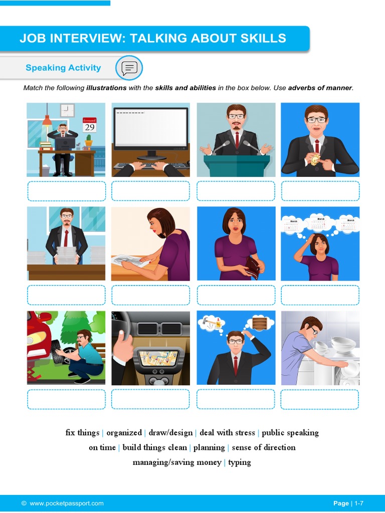Job Interview: Talking About Skills: Speaking Activity | PDF | Human ...