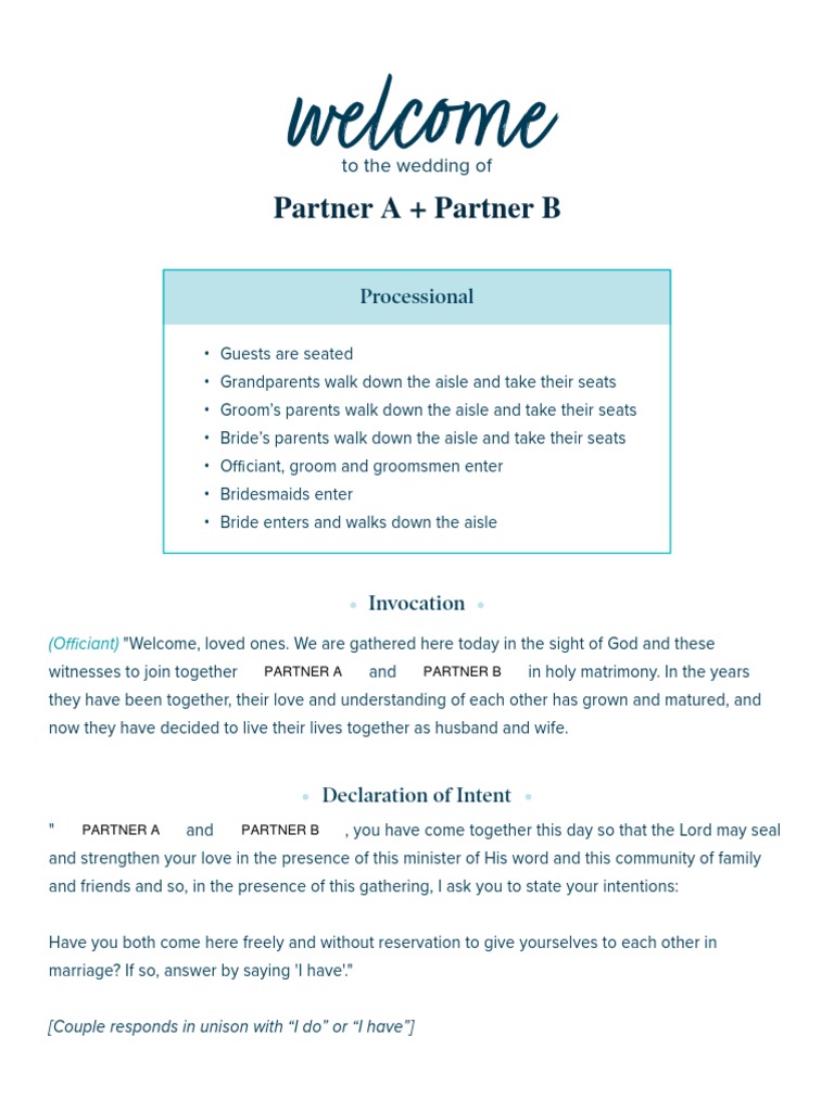 Christian Wedding Ceremony Script | PDF | Wedding | Social Institutions