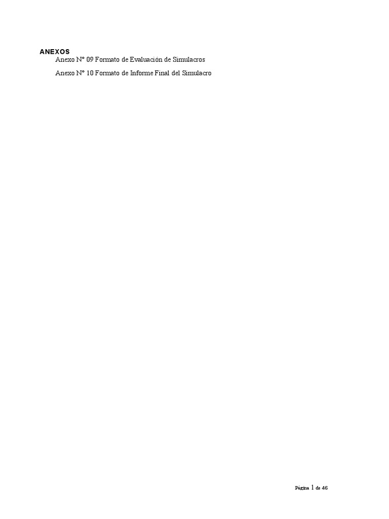 ANEXOS N 9 - 10 Formato de Evaluacion y Infrme Final Del Simulacro | PDF | Simulación