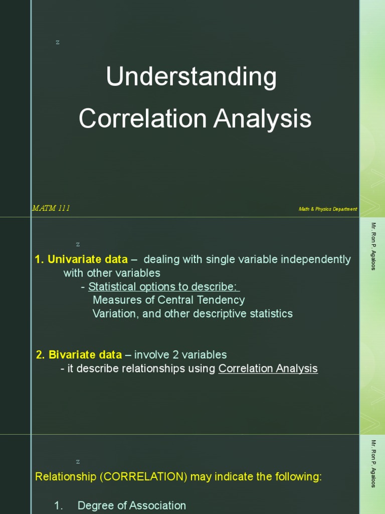 CORRELATION ANALYSIS Solving Correlation Coefficient R | PDF | Statistics | Statistical Analysis