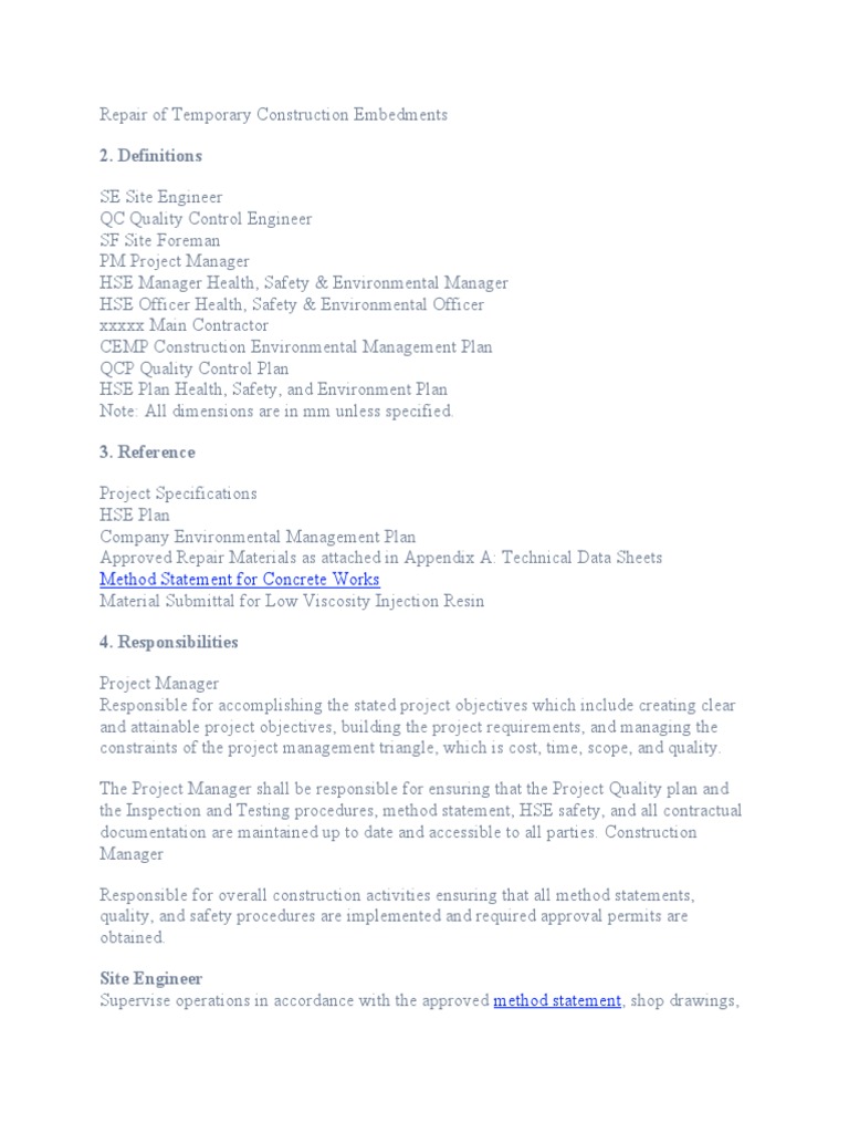 Temporary Construction Embedment Repair Guide | PDF | Concrete | Corrosion