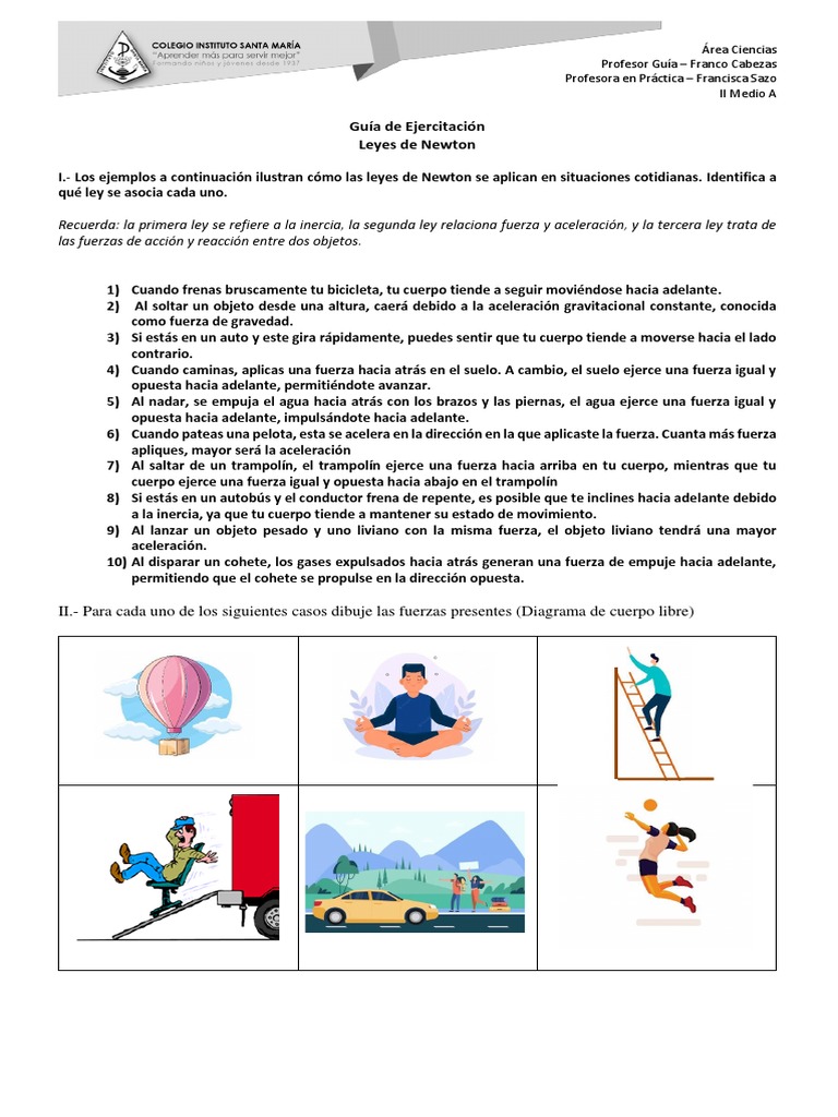 Guía de Ejercicios - Leyes de Newton | PDF | Fuerza | Las leyes del ...