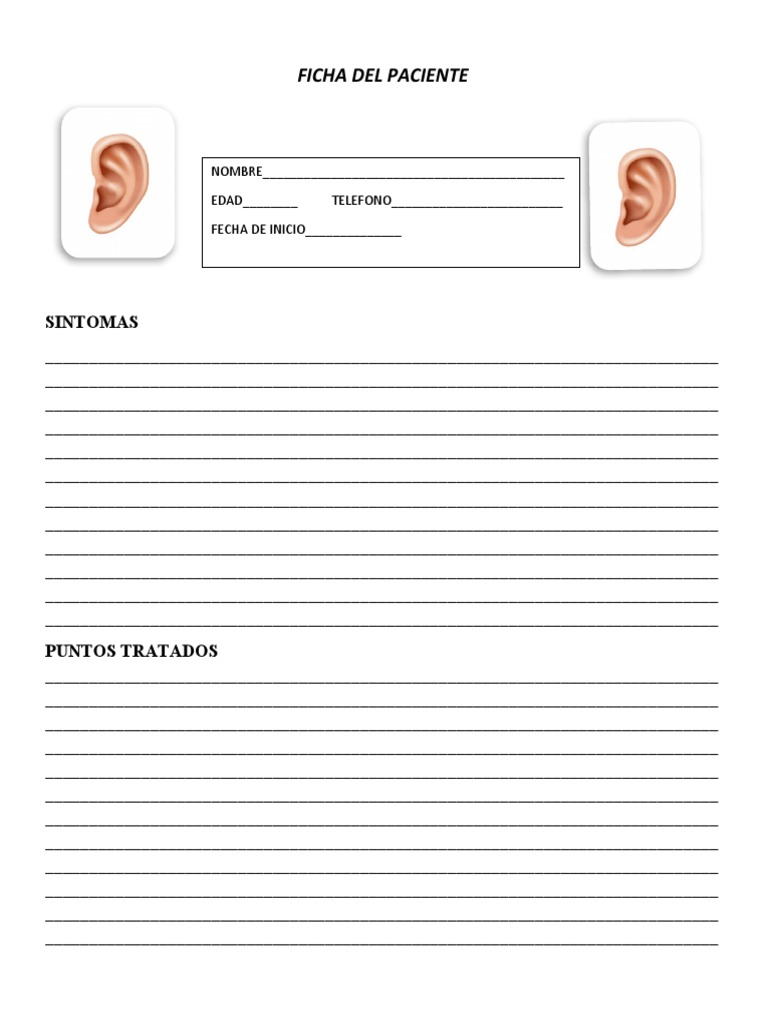 AURICULOTERAPIA Ficha Del Paciente | PDF