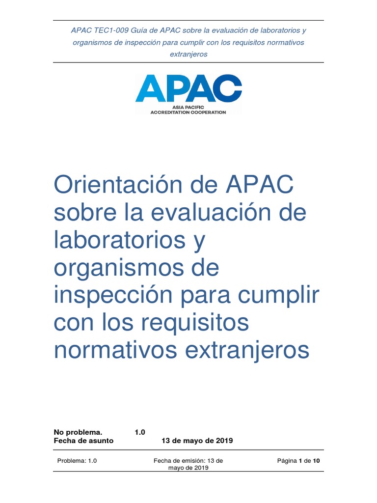 Apac-Tec1-009 Guia Apac Sobre Evaluación de Laboratorios y Organismos ...