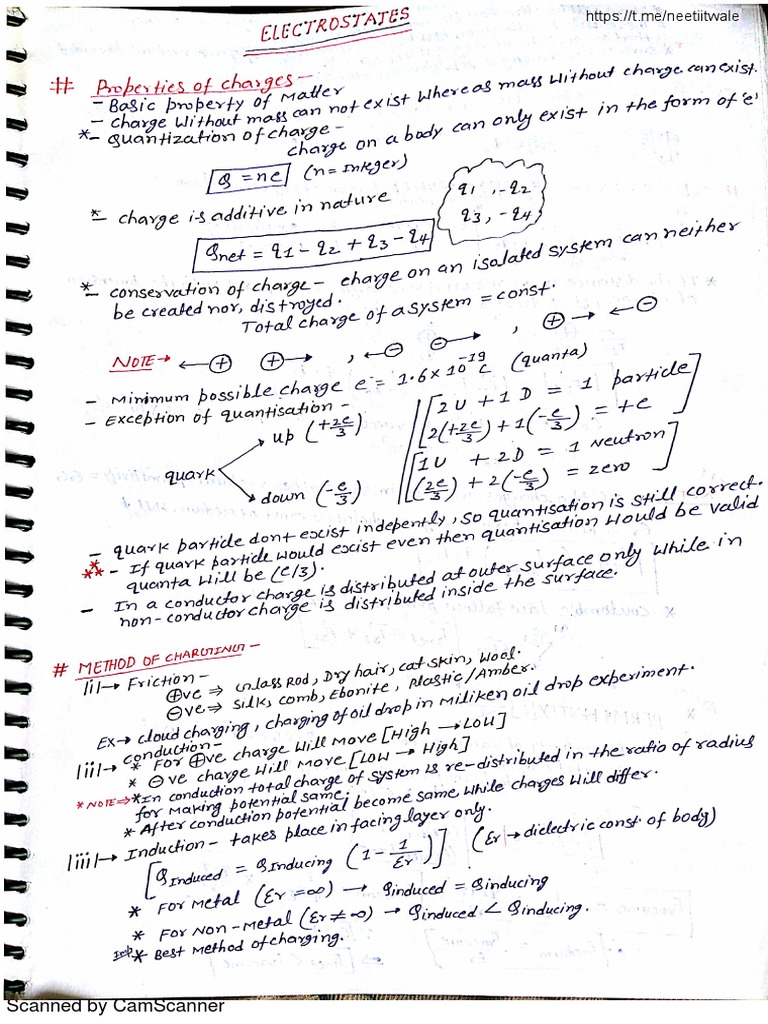 Electrostatics Handwritten Notes @coderguru_in | PDF