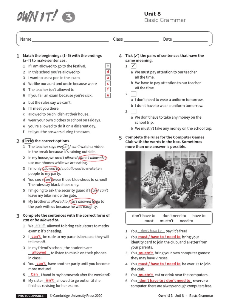 Basic Grammar Unit8 With Answers | PDF