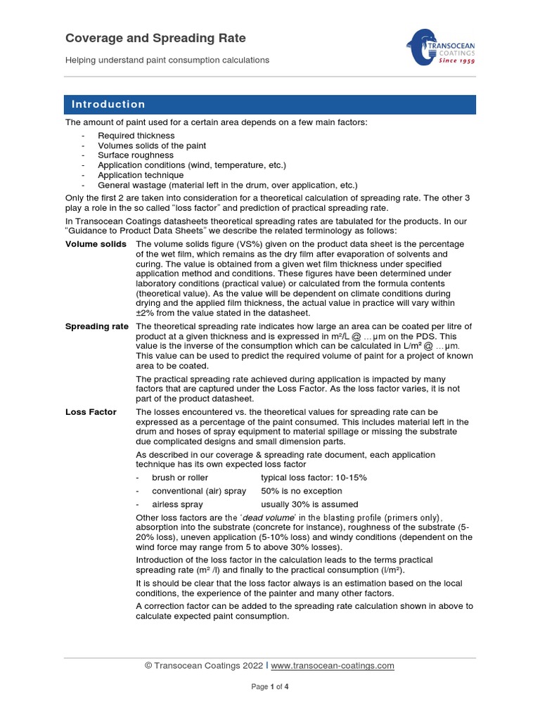 Coverage Spreading Rate and Paint Consumption Calculations 01nov2022 ...