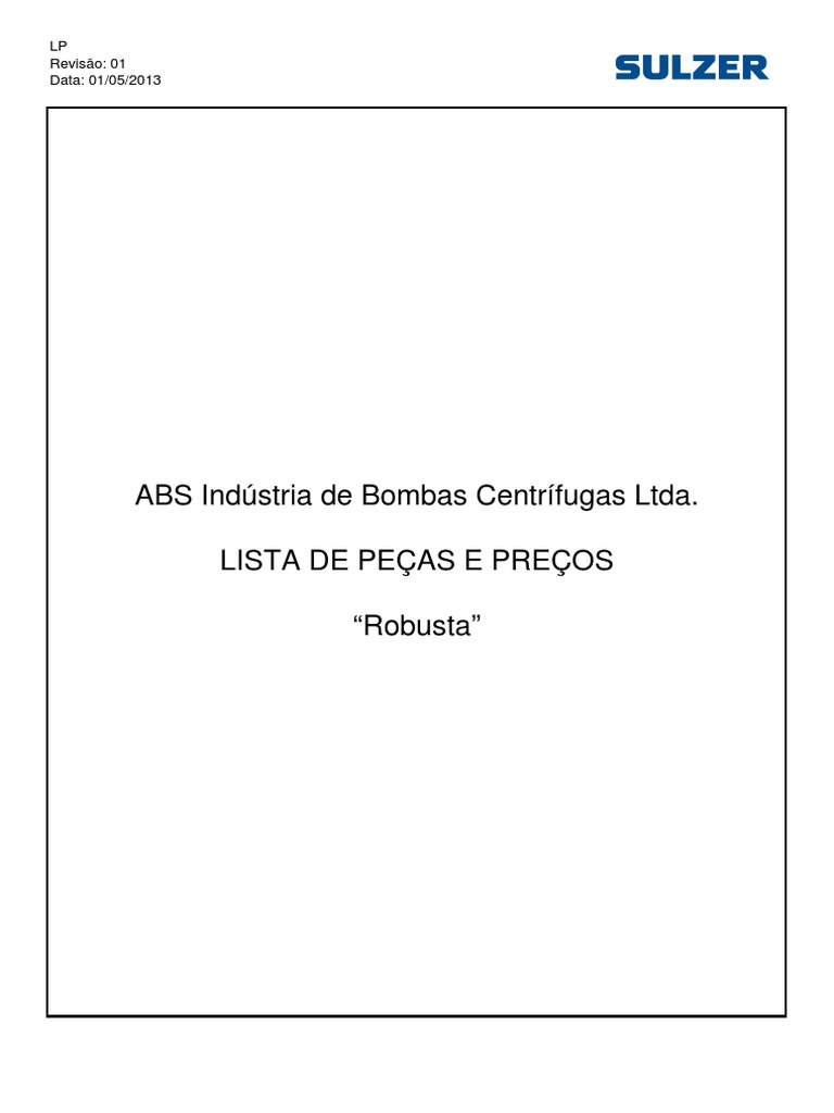 Bomba Sulzer Robusta | PDF | Turbomáquinas