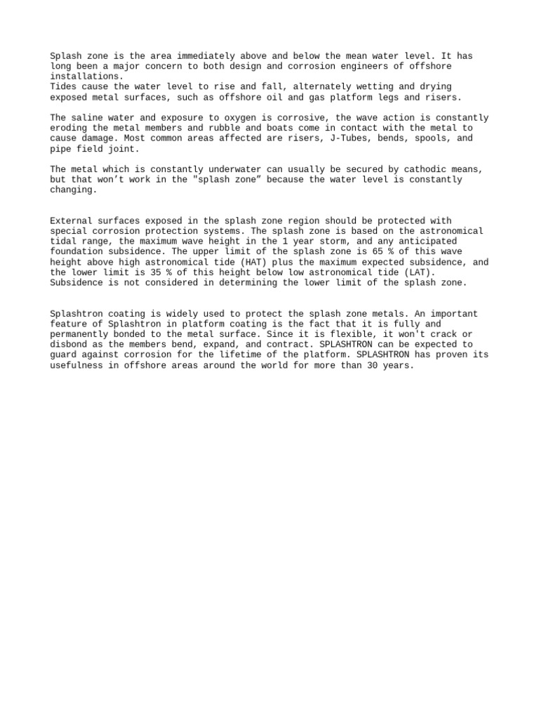 Splash Zone Limit Pdf