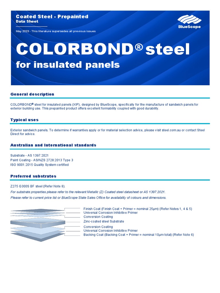 COLORBOND® Steel For Insulated Panel (XIP) Datasheet May 2023 ...
