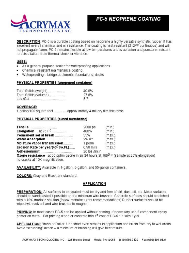 PC-5 Neoprene Coating | PDF | Coating | Solid