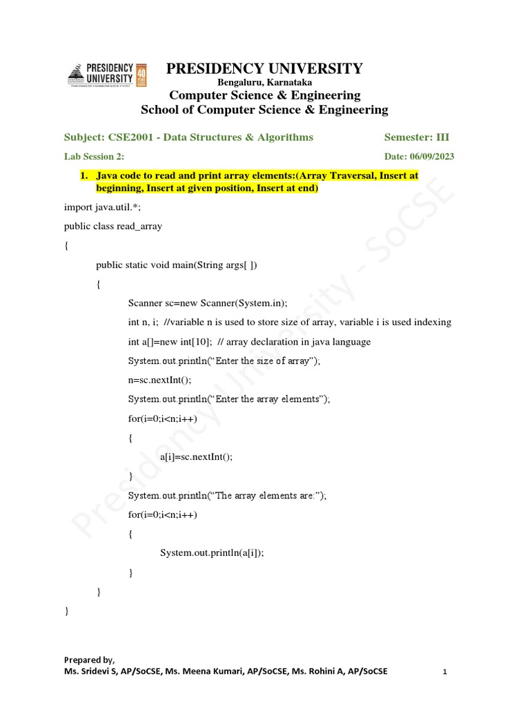 Day - 2 - Lab Content - Array Operations Using Java | PDF | Computer ... Day - 2 - Lab Content - Array Operations Using Java | PDF | Computer ...