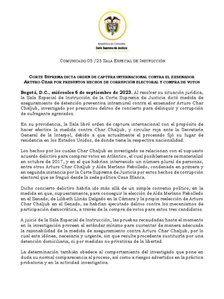 Comunicado 05 - Sala Especial de Instrucción | PDF