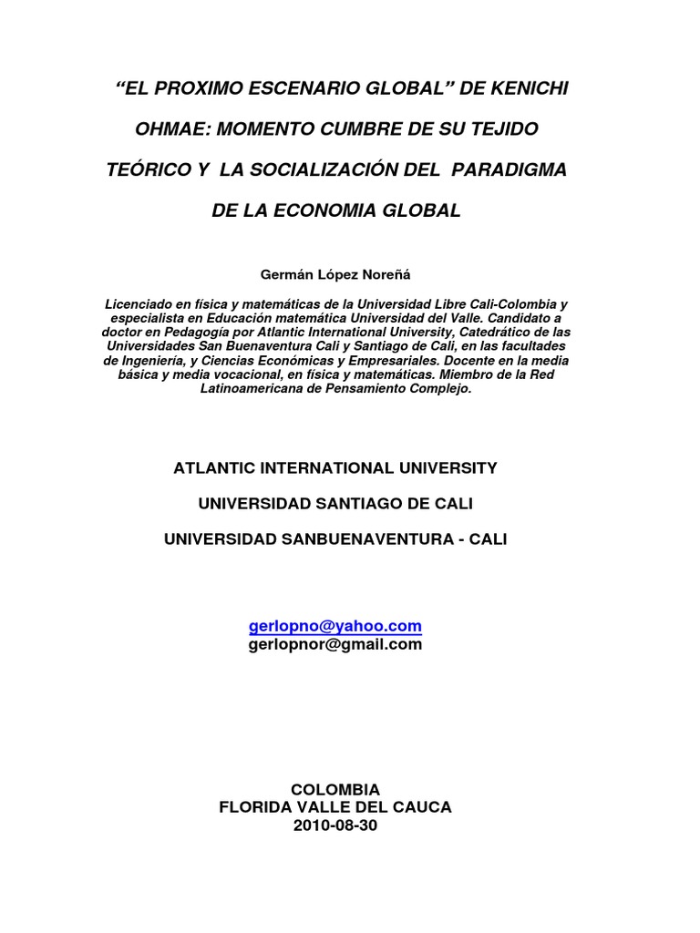 El Proximo Escenario Global Kenichi Ohmae | PDF | Economias