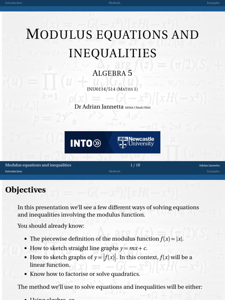 Advanced Modulus Techniques | PDF | Equations | Complex Number