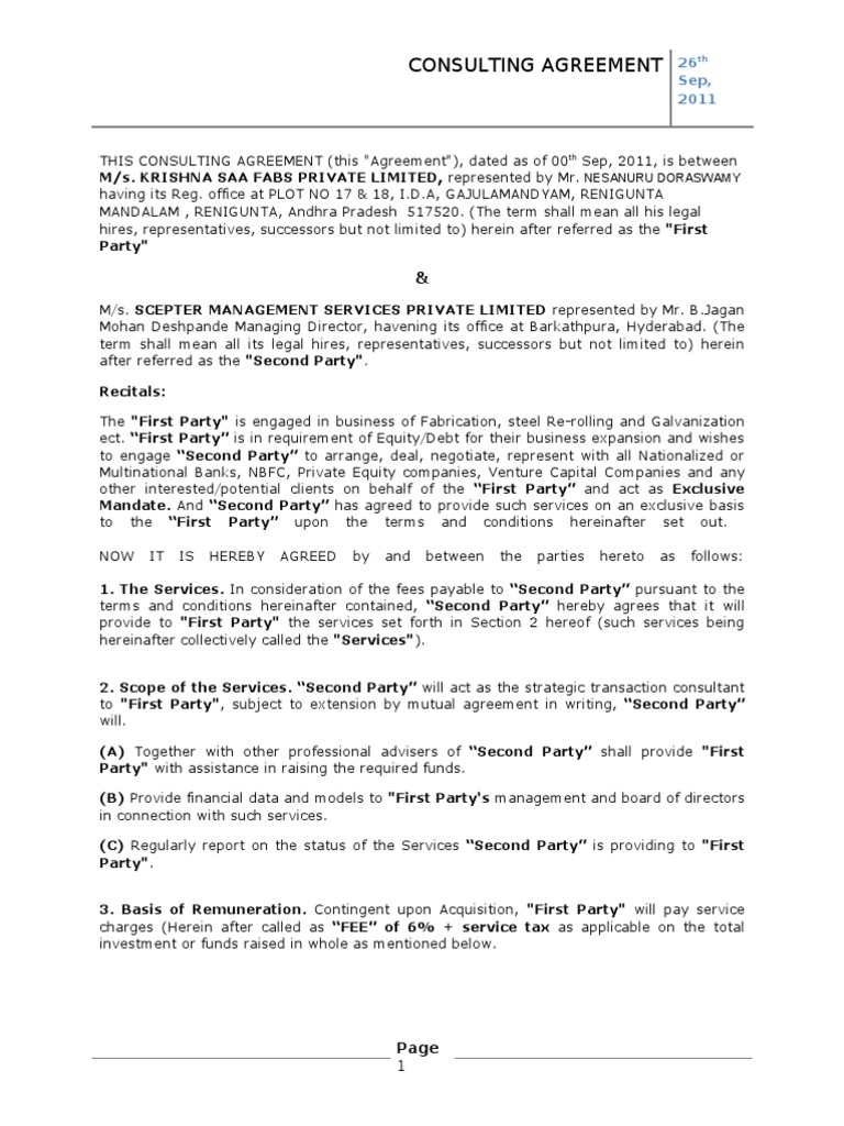 Consultant Mandate) | PDF | Indemnity | Civil Law (Legal System)