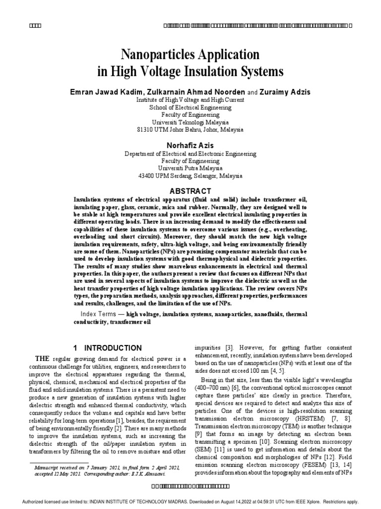 Review Paper of Nanoparticle Addition To The Transformer Oil | PDF ...