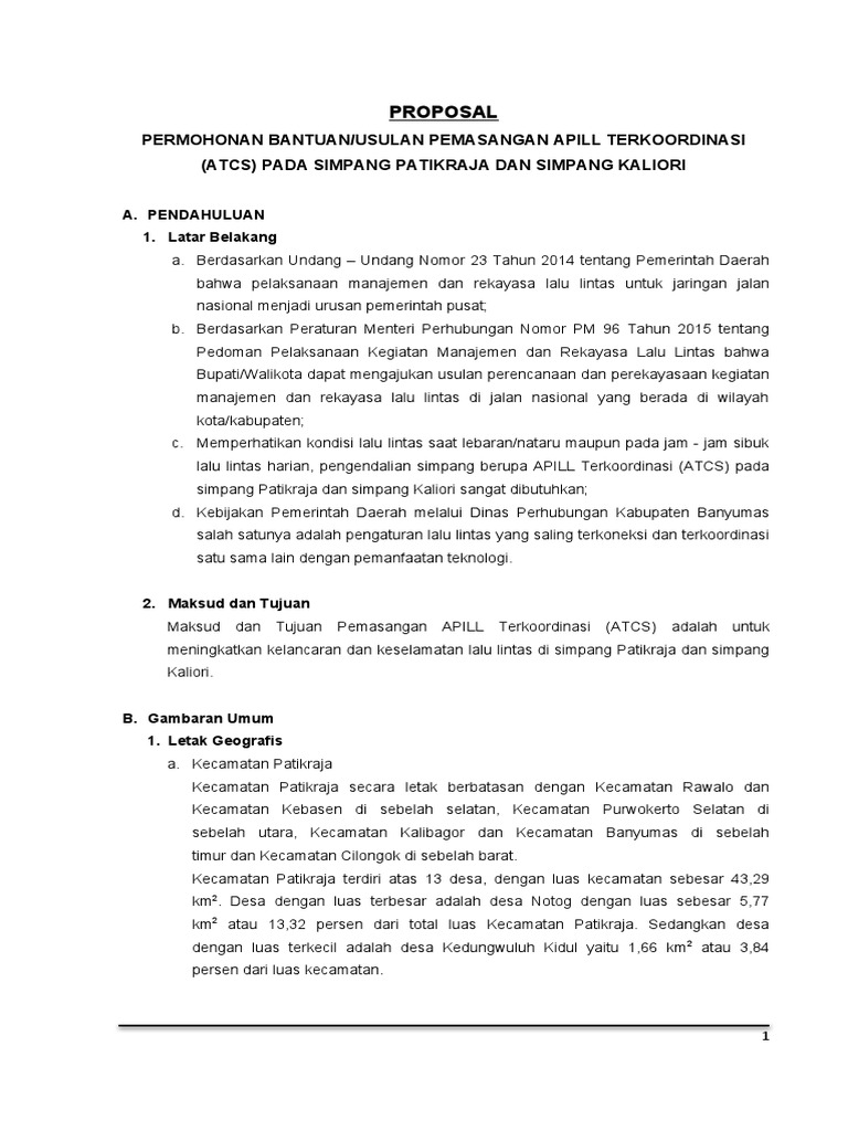 Proposal APILL Kaliori Dan Patikraja | PDF