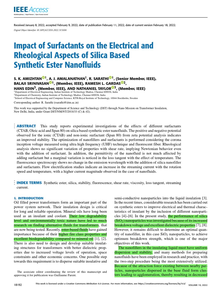 Impact of Surfactants On The Electrical and Rheological Aspects of ...