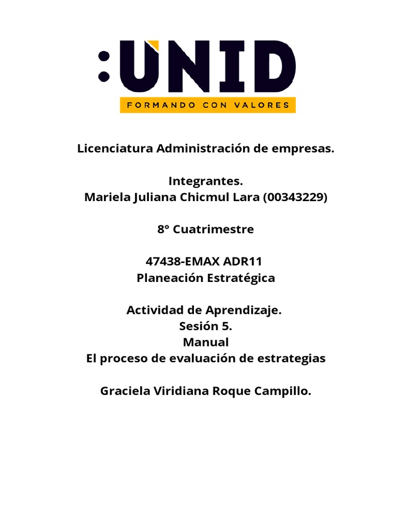 El Proceso de Evaluación de Estrategias - Administración Unid Act 4 | PDF