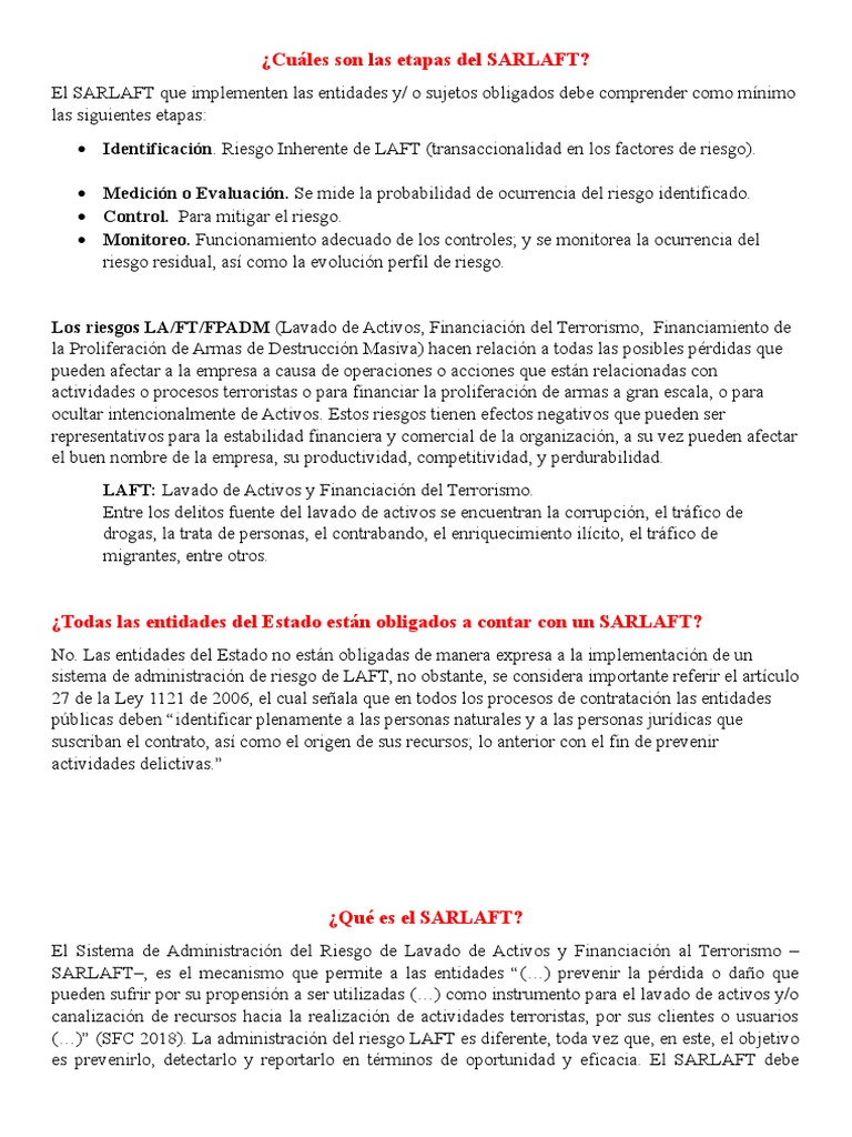 Qué Es El SARLAFT | PDF | Lavado de dinero | Riesgo
