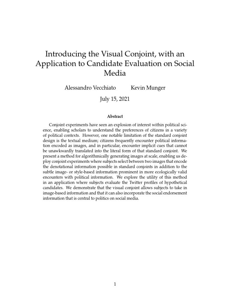 Vecchiato Munger Visual Conjoint Draft | PDF | Social Media | Popular ...